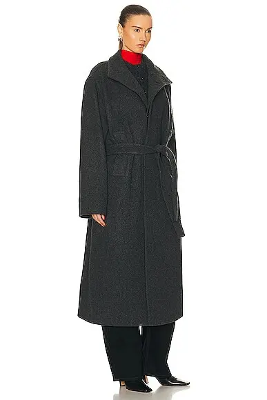 Lemaire Bathrobe Coat In Charcoal In Heather Grey - 25% Off